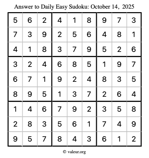 Daily Four Sudoku Puzzles October 14, 2025