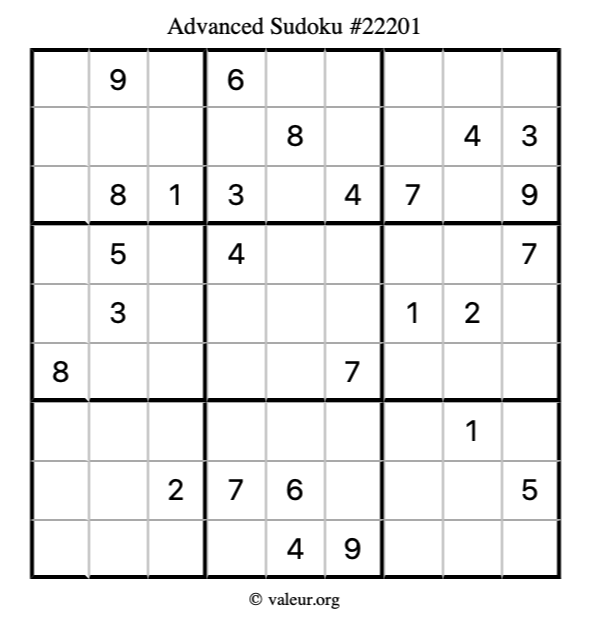 Advanced Sudoku Puzzle #22201