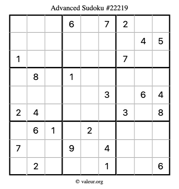 Advanced Sudoku Puzzle #22219