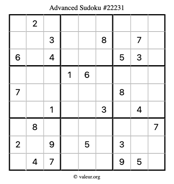 Advanced Sudoku Puzzle #22231