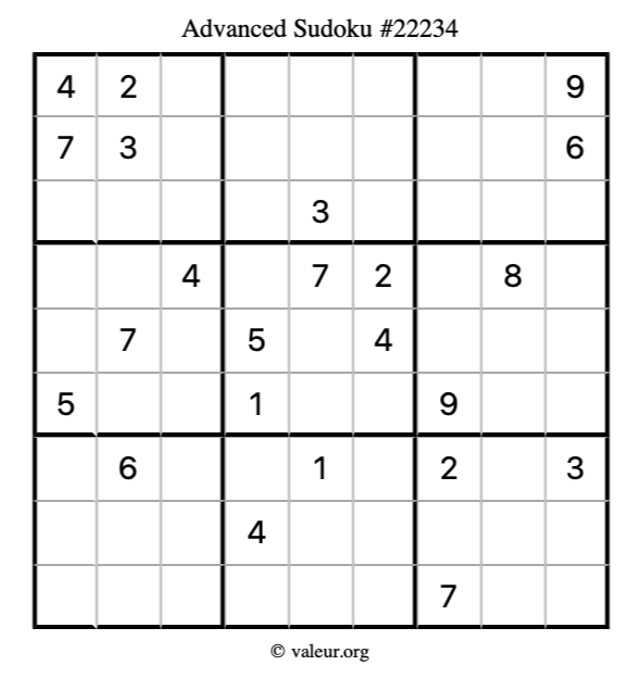 Advanced Sudoku Puzzle #22234