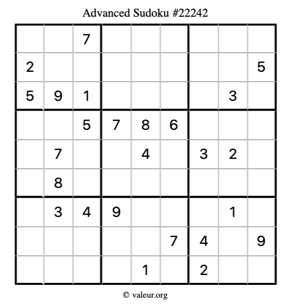 Advanced Sudoku Puzzle #22242