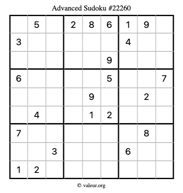 Advanced Sudoku Puzzle #22260