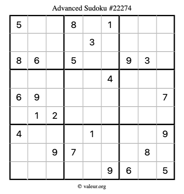 Advanced Sudoku Puzzle #22274