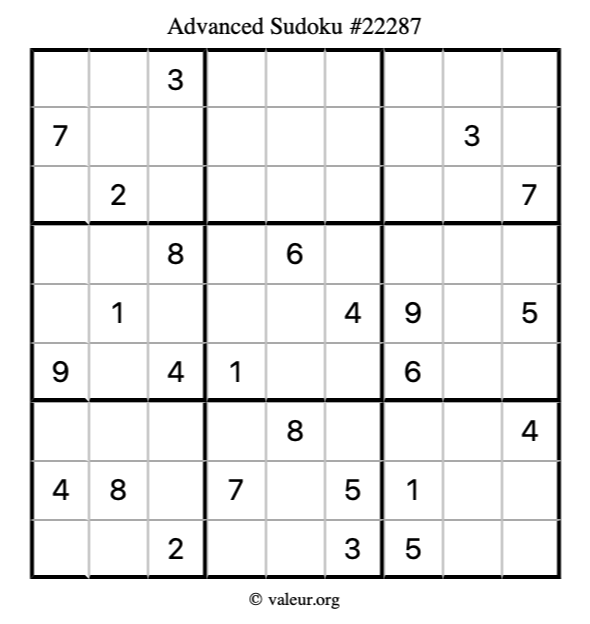 Advanced Sudoku Puzzle #22287