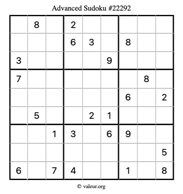 Advanced Sudoku Puzzle #22292