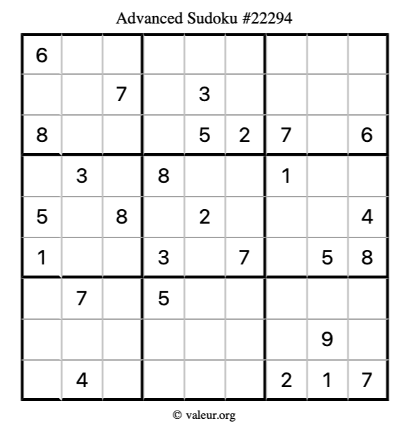 Advanced Sudoku Puzzle #22294