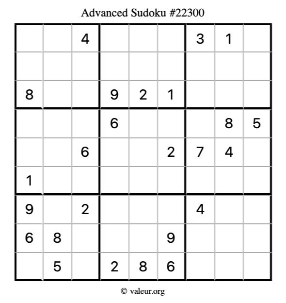 Advanced Sudoku Puzzle #22300