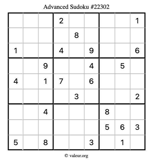 Advanced Sudoku Puzzle #22302