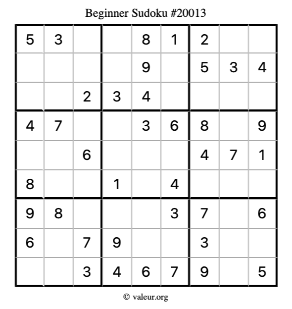 Beginner Sudoku Puzzle #20013