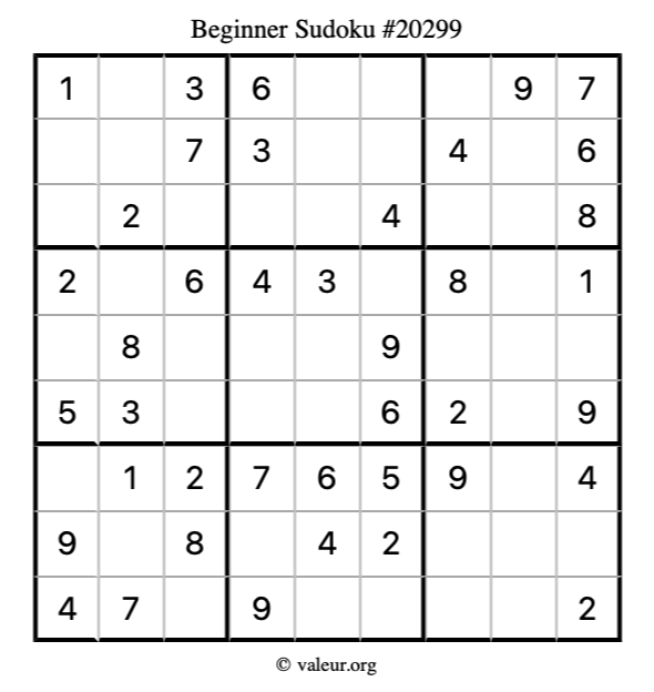 Beginner Sudoku Puzzle #20299