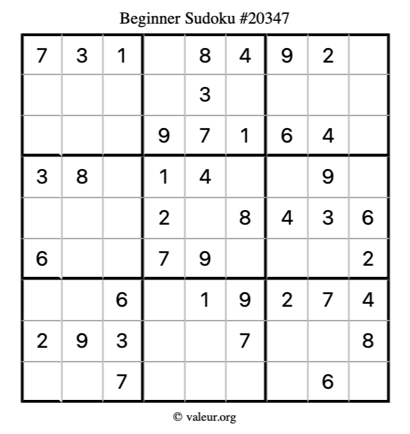 Beginner Sudoku Puzzle #20347