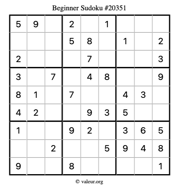 Beginner Sudoku Puzzle #20351