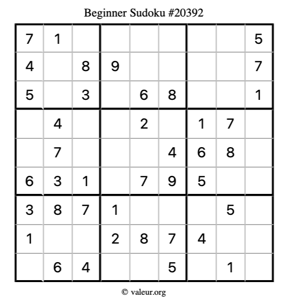 Beginner Sudoku Puzzle #20392