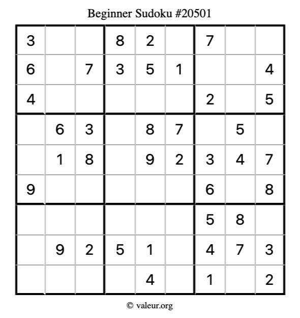Beginner Sudoku Puzzle #20501