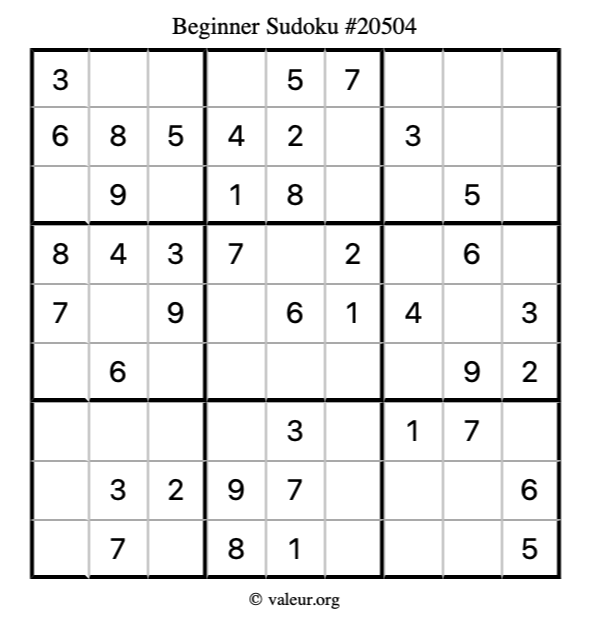 Beginner Sudoku Puzzle #20504