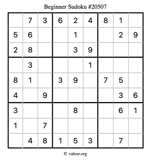 Beginner Sudoku Puzzle #20507