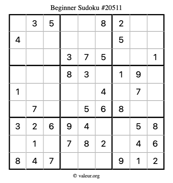 Beginner Sudoku Puzzle #20511