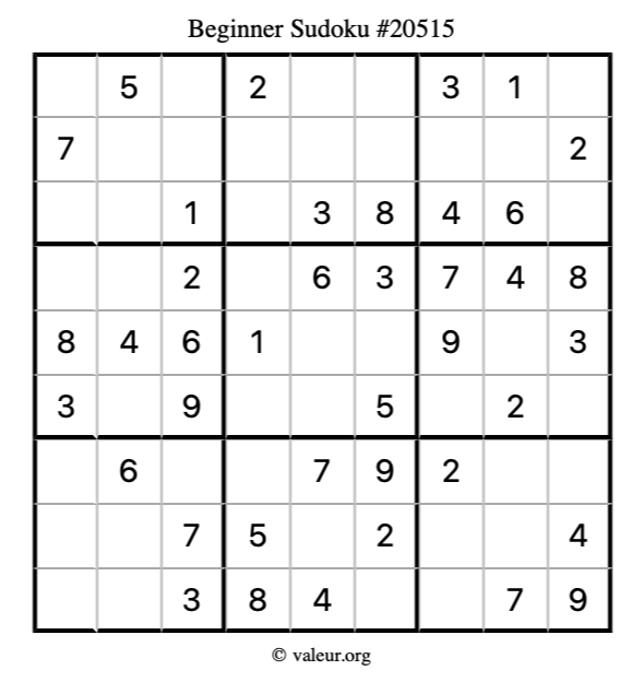 Beginner Sudoku Puzzle #20515
