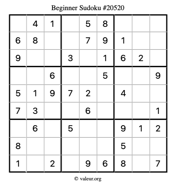 Beginner Sudoku Puzzle #20520