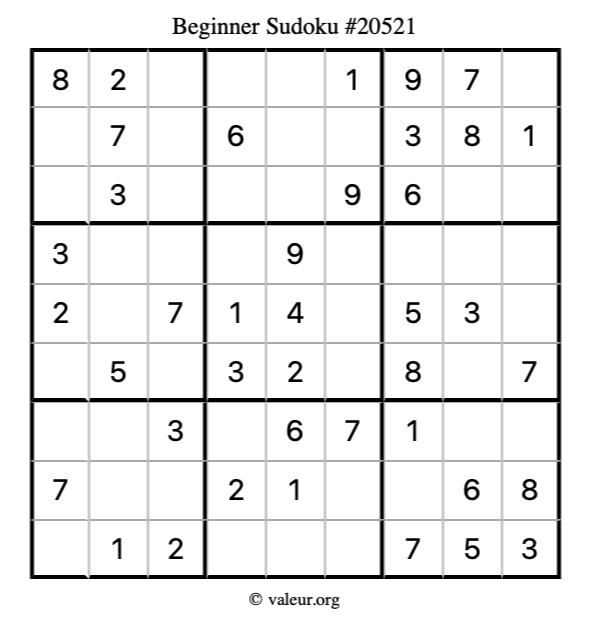 Beginner Sudoku Puzzle #20521