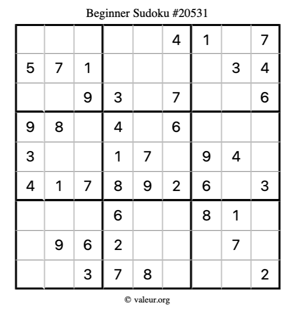 Beginner Sudoku Puzzle #20531