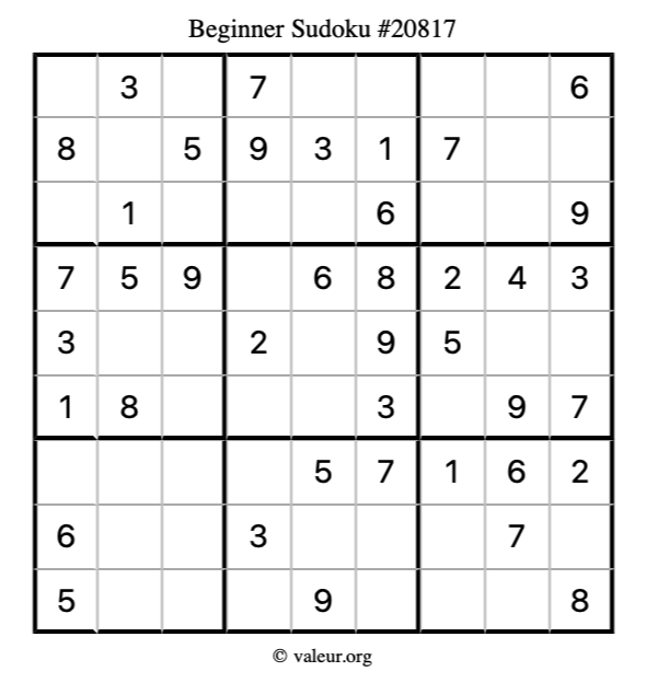 Beginner Sudoku Puzzle #20817