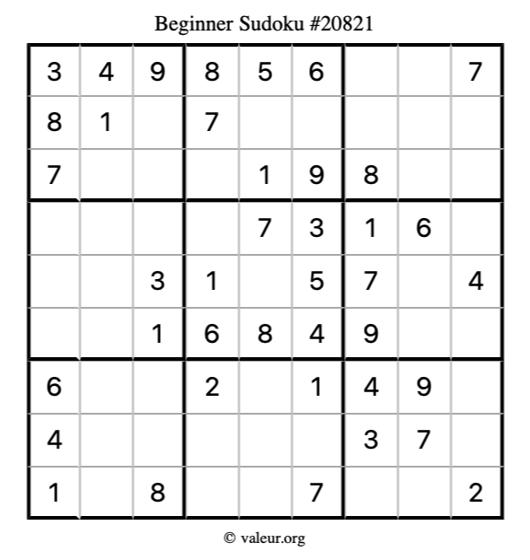 Beginner Sudoku Puzzle #20821
