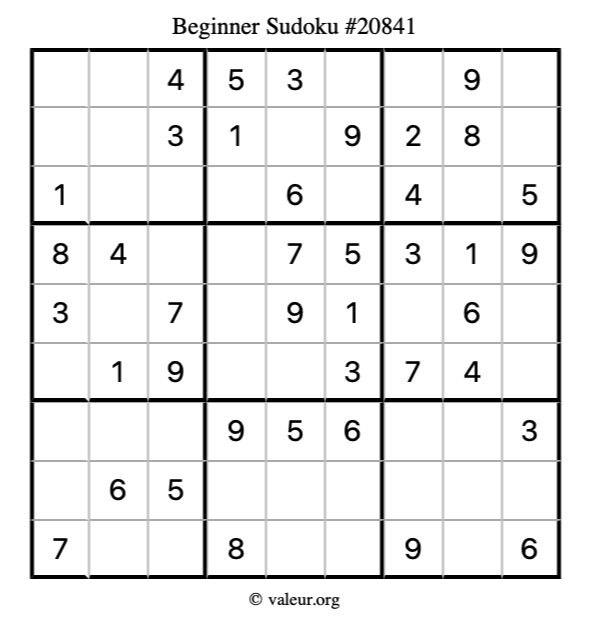 Beginner Sudoku Puzzle #20841