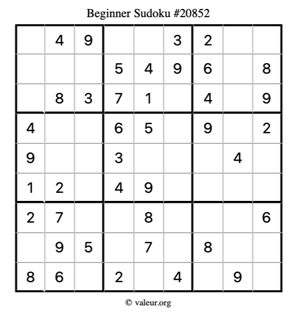 Beginner Sudoku Puzzle #20852