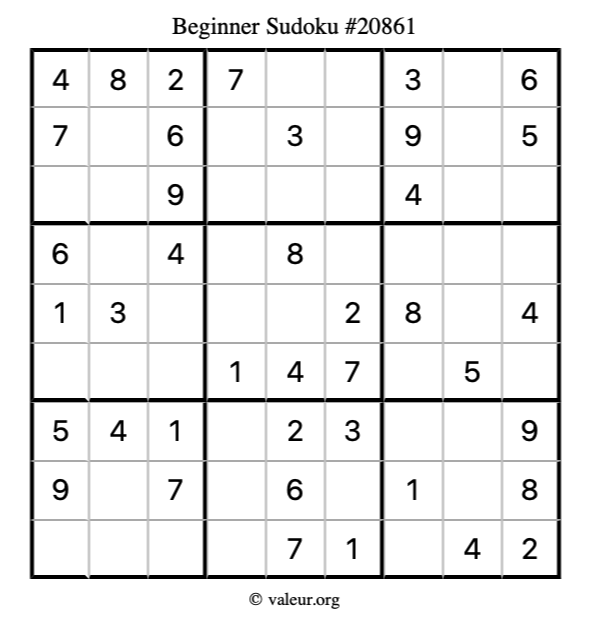 Beginner Sudoku Puzzle #20861