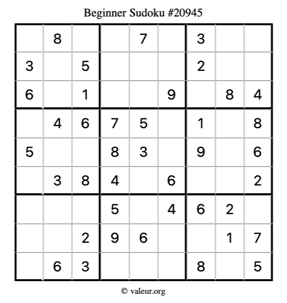 Beginner Sudoku Puzzle #20945