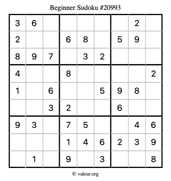 Beginner Sudoku Puzzle #20993