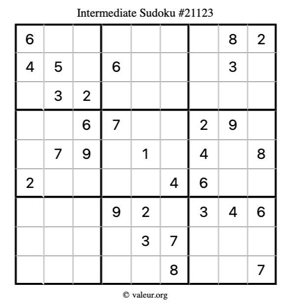 Intermediate Sudoku Puzzle #21123