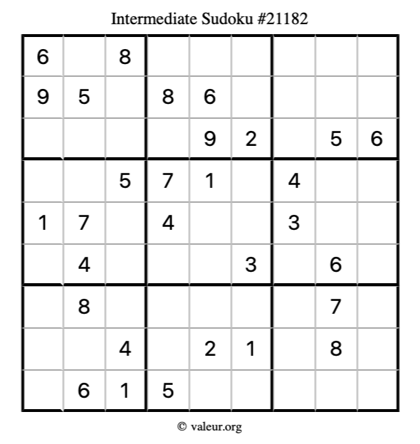 Intermediate Sudoku Puzzle #21182