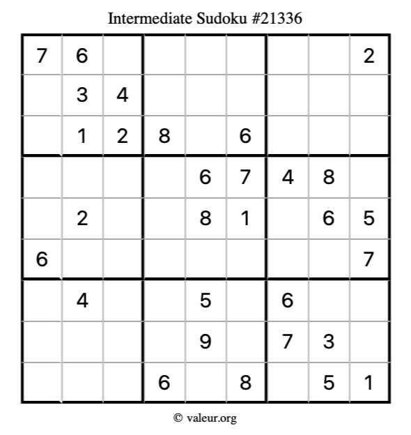 Intermediate Sudoku Puzzle #21336