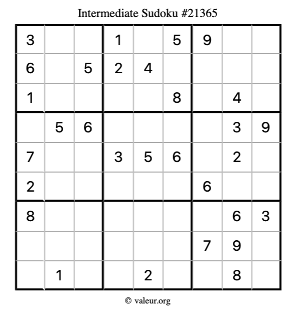 Intermediate Sudoku Puzzle #21365