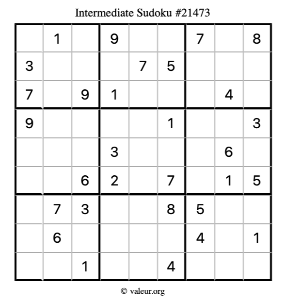 Intermediate Sudoku Puzzle #21473