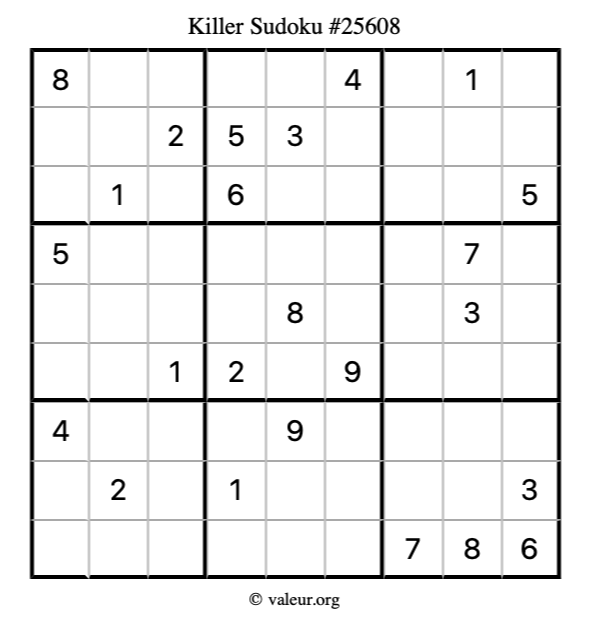 Killer Sudoku Puzzle #25608