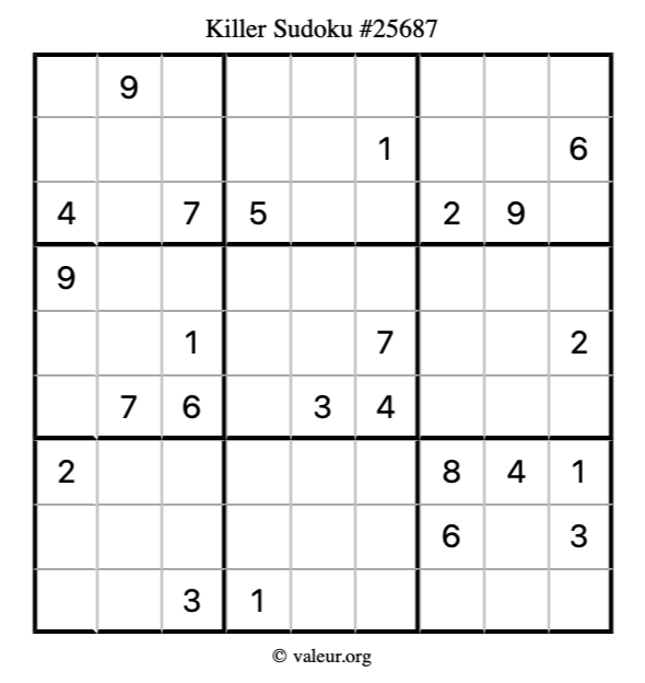 Killer Sudoku Puzzle #25687