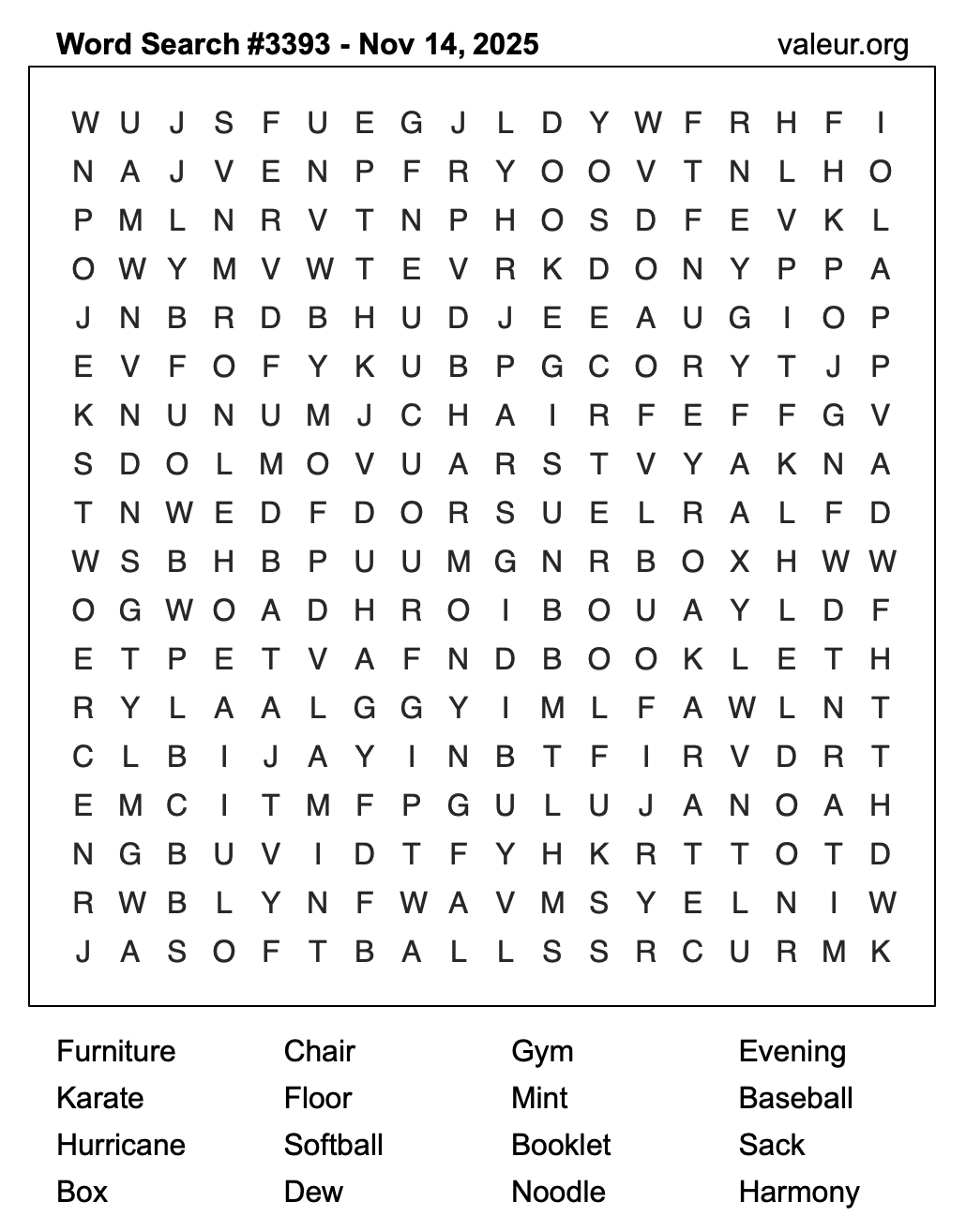 Word Search Puzzle Nov 14, 2025