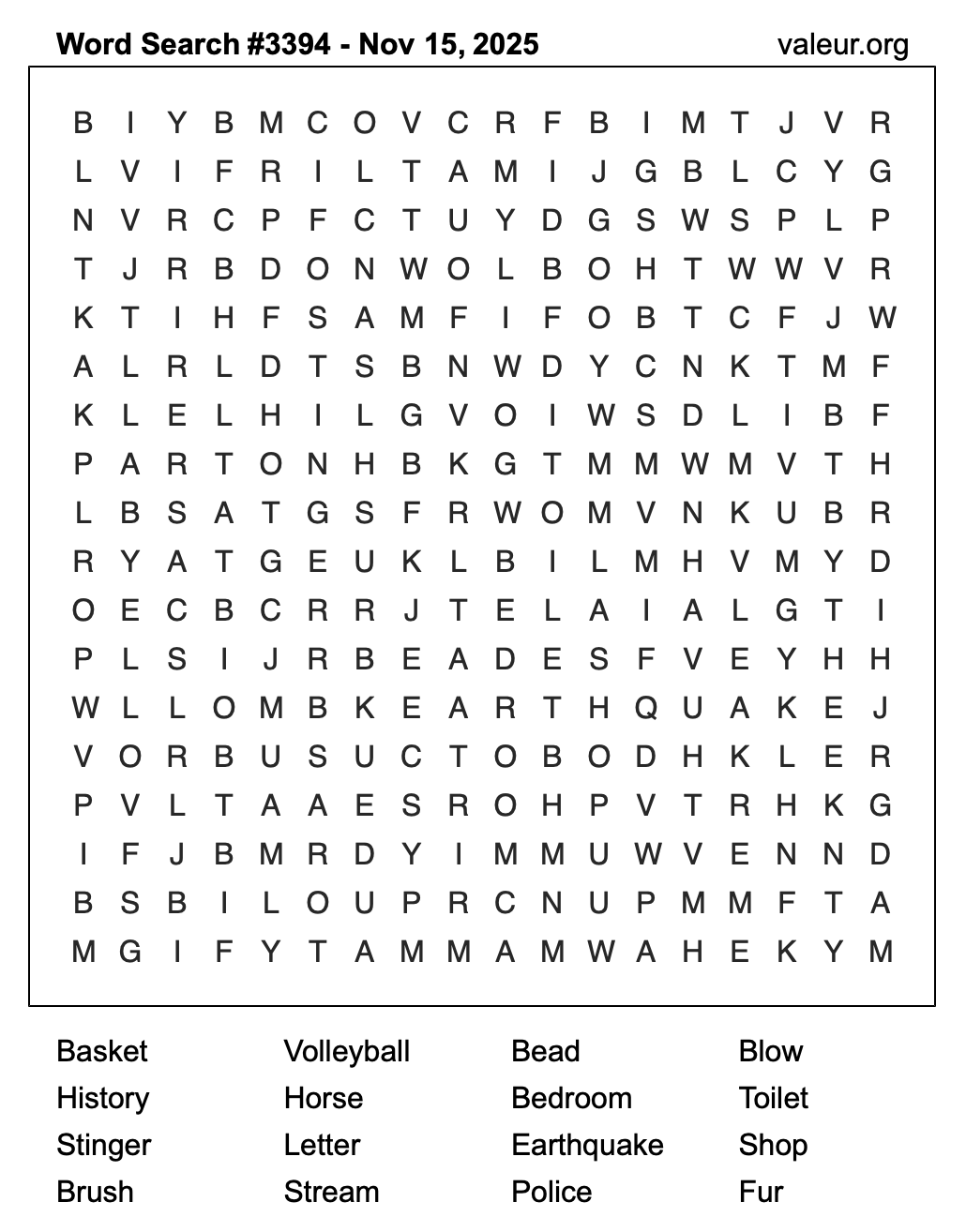 Word Search Puzzle Nov 15, 2025