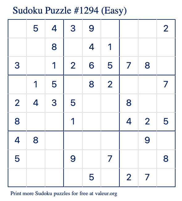 Free Printable Easy Sudoku With The Answer 1294 free-printable-easy-sudoku-with-the-answer-1294