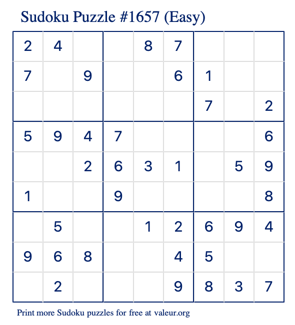 Free Printable Easy Sudoku with the Answer #1657