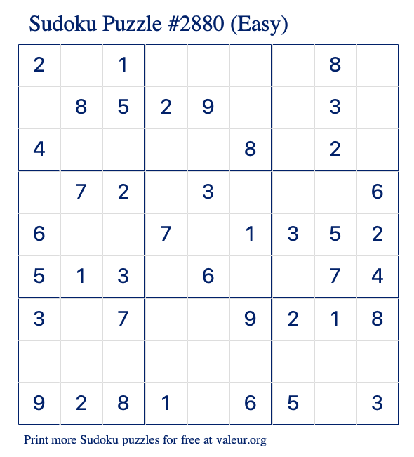Free Printable Easy Sudoku with the Answer #2880