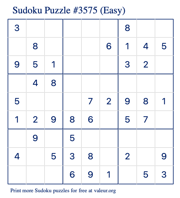 Free Printable Easy Sudoku with the Answer #3575