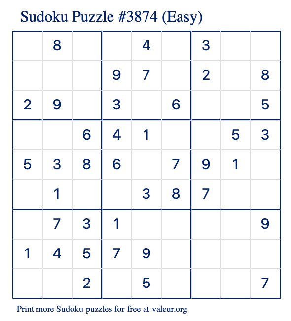 Free Printable Easy Sudoku with the Answer #3874
