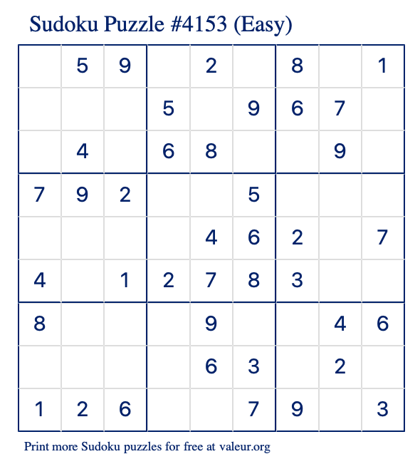 Free Printable Easy Sudoku with the Answer #4153