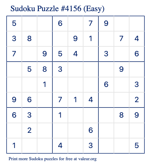 Free Printable Easy Sudoku with the Answer #4156