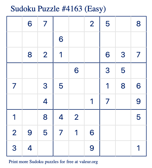 Free Printable Easy Sudoku with the Answer #4163